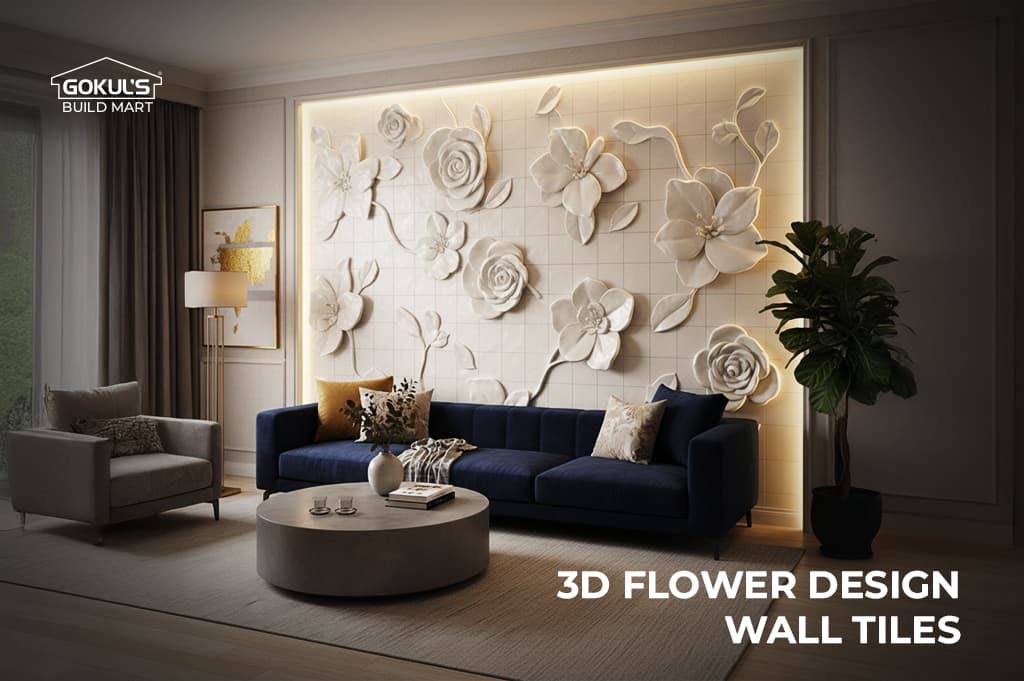 3D Flower Design Wall Tiles for Modern Home Interiors
